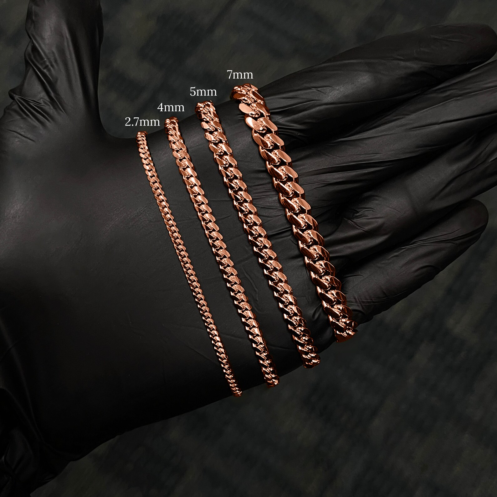 Miami Cuban Link Chain Real 14k Rose Gold Italian Solid Gold - Etsy