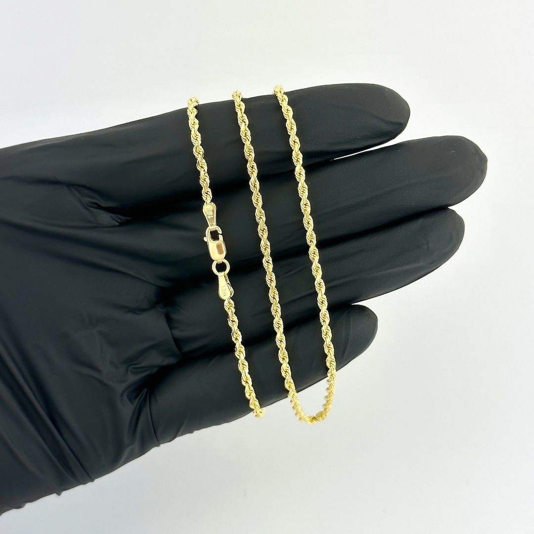 2mm Solid 18k Italian Gold Twisted Rope Chain Real Genuine Gold Heavy ...
