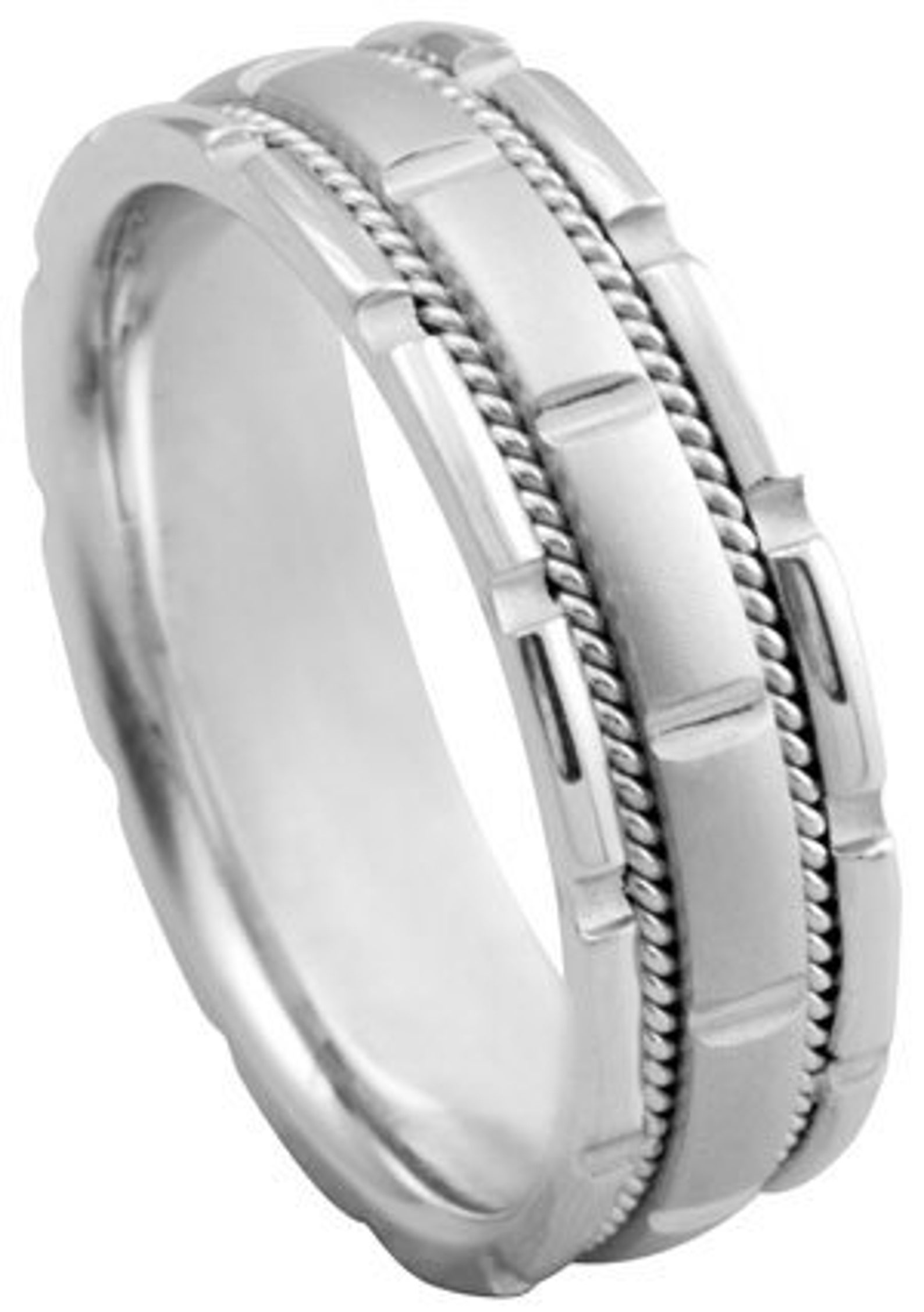 14k White Gold Brick Design Wedding Band Braided Ring | Etsy