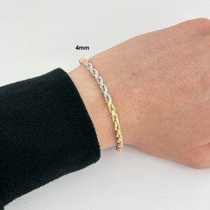 14k Tri-color Solid Gold Rope Bracelet Diamond Cut Italian Necklace - Etsy