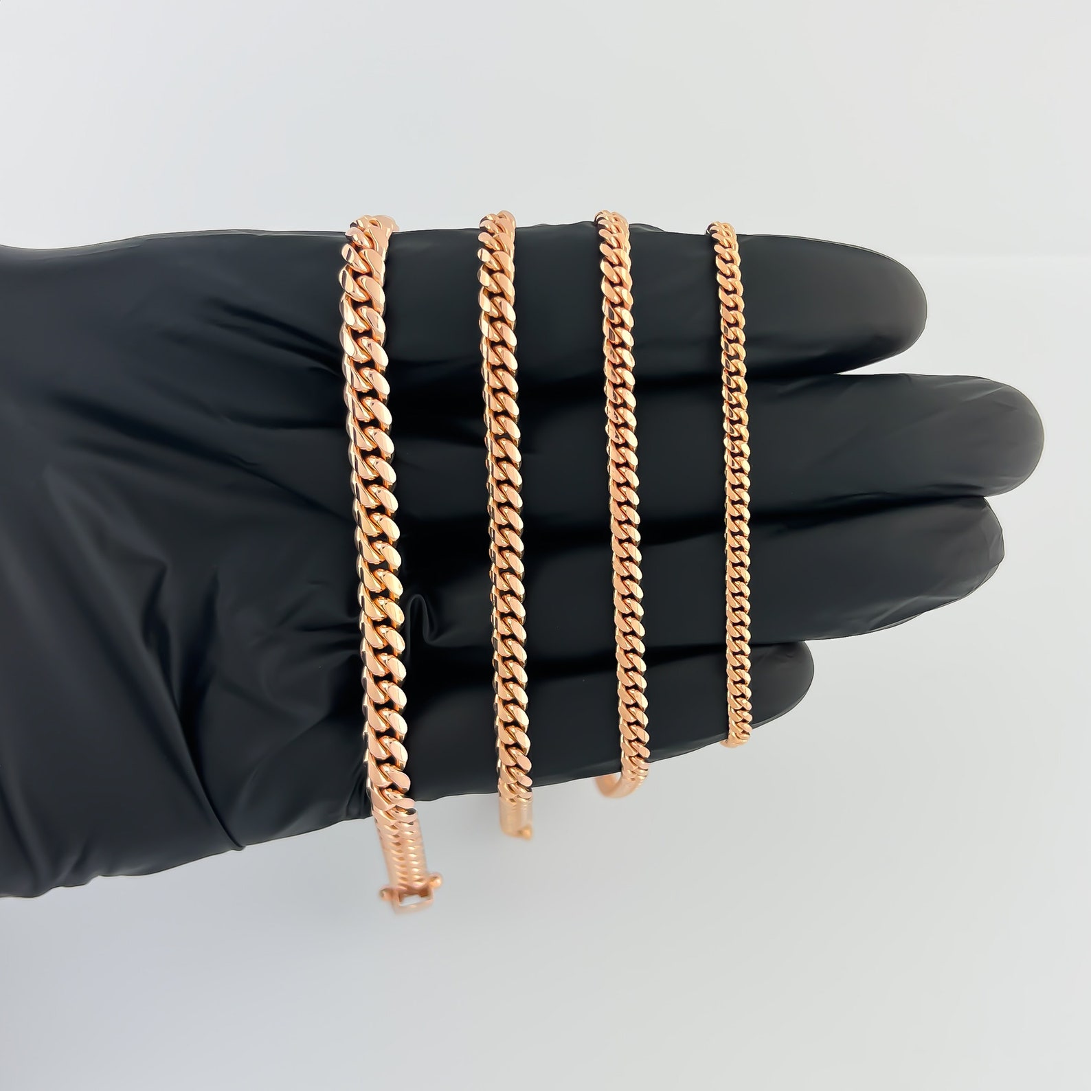 Miami Cuban Link Chain Real 14k Rose Gold Italian Solid Gold - Etsy