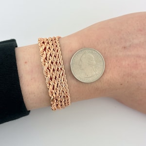 Solid 14k Rose Gold Rope Bracelet Diamond Cut Italian 6.5"-9" Inches ...