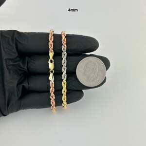 14k Tri-color Solid Gold Rope Chain Diamond Cut Italian Necklace 16"-30 ...