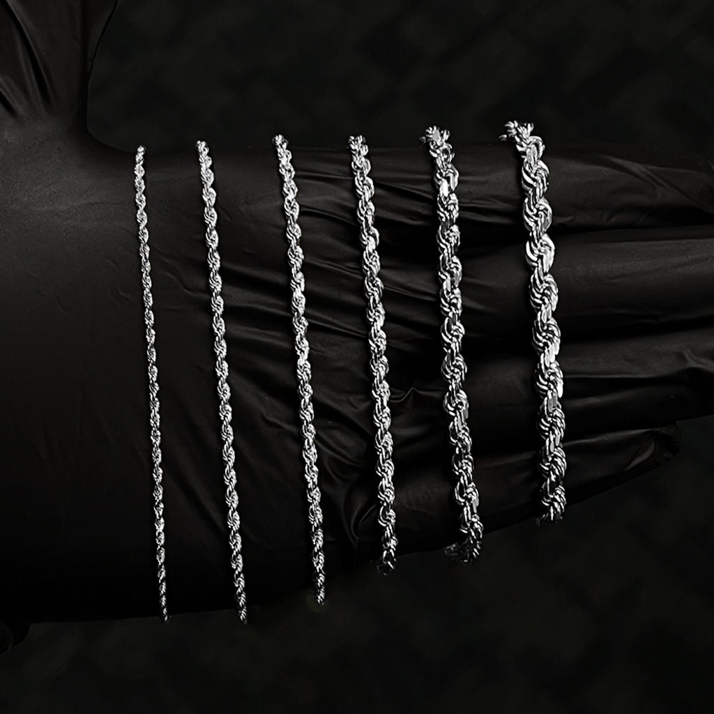 Solid 14k White Gold Rope Bracelet Diamond Cut Italian Solid - Etsy