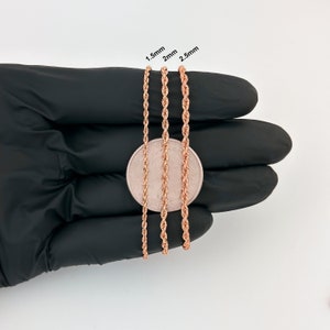 Solid 14k Rose Gold Rope Bracelet Diamond Cut Italian 6.5"-9" Inches ...