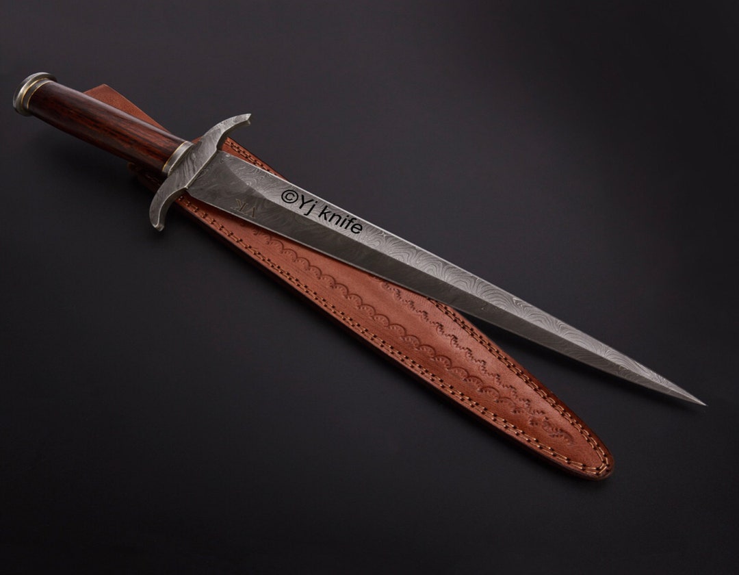 Custom Hand Forged, Damascus Steel Functional Sword 28 Inches, Double ...