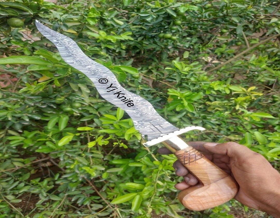 Custom Hand Forged, Damascus Steel Functional Sword 22 Inches, Kris ...