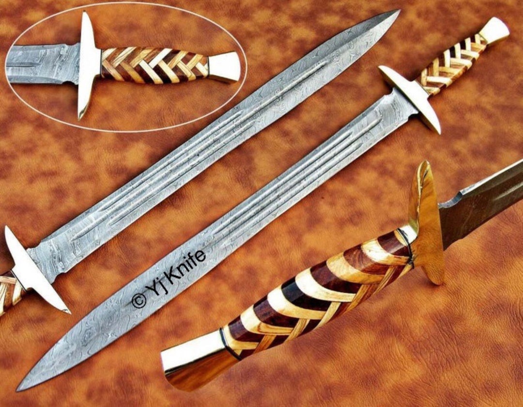 Custom Hand Forged, Damascus Steel Functional Sword 31 Inches, Double ...