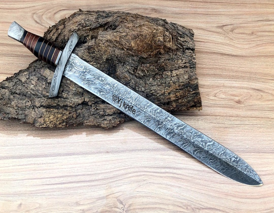 Custom Hand Forged, Damascus Steel Functional Sword 25 Inches, Double ...