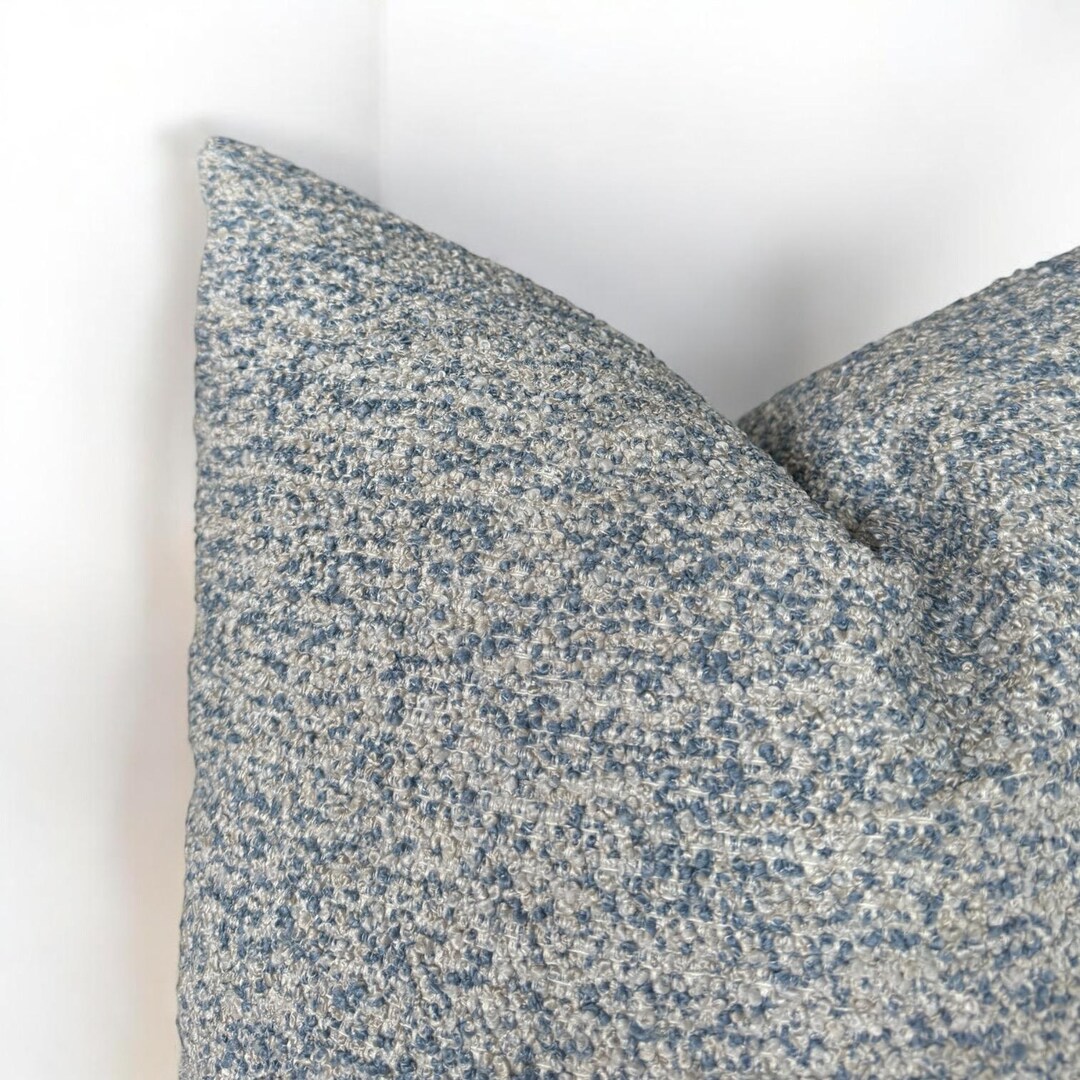 Light Blue Textured Throw Pillow Cover , Woven Thick Pillowcase ...