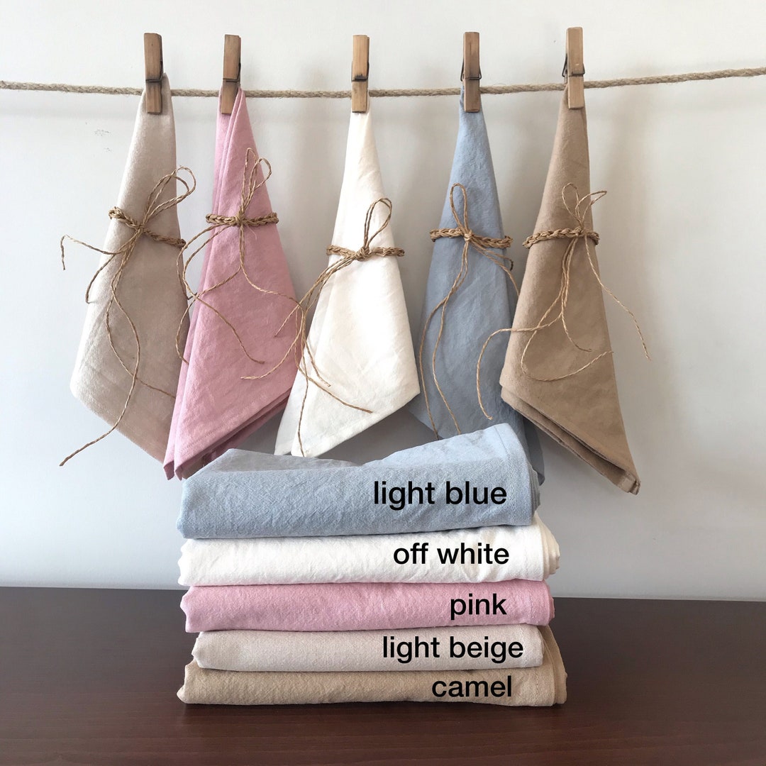 Washed Linen Napkin Various Colors , off White Beige Pink Light Blue ...