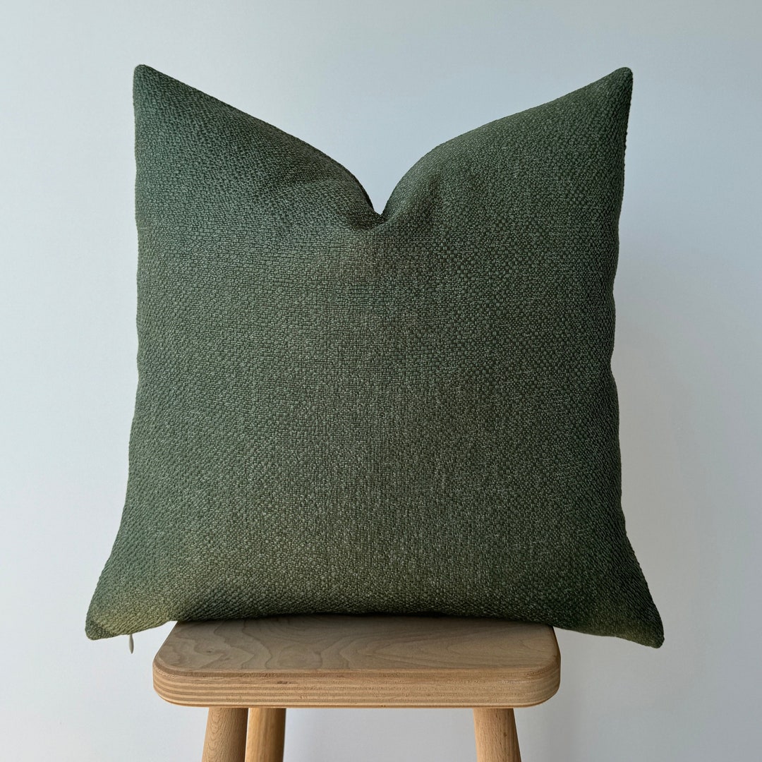Moss Green Linen Throw Pillow Cover , Solid Green Cushion Case ...