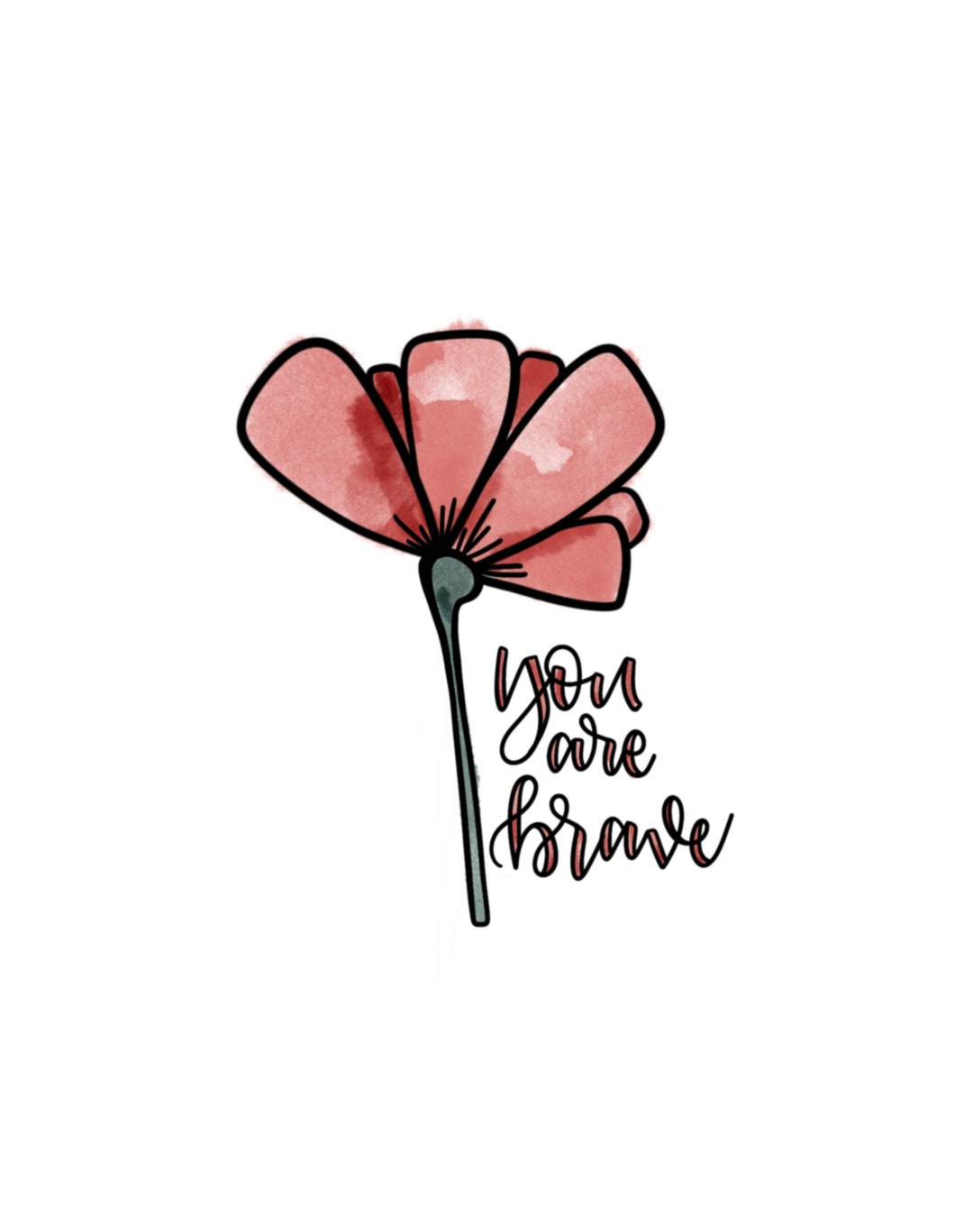 Watercolor Flower: You Are Brave Pdf + Jpeg, Girls Room Print, Baby ...