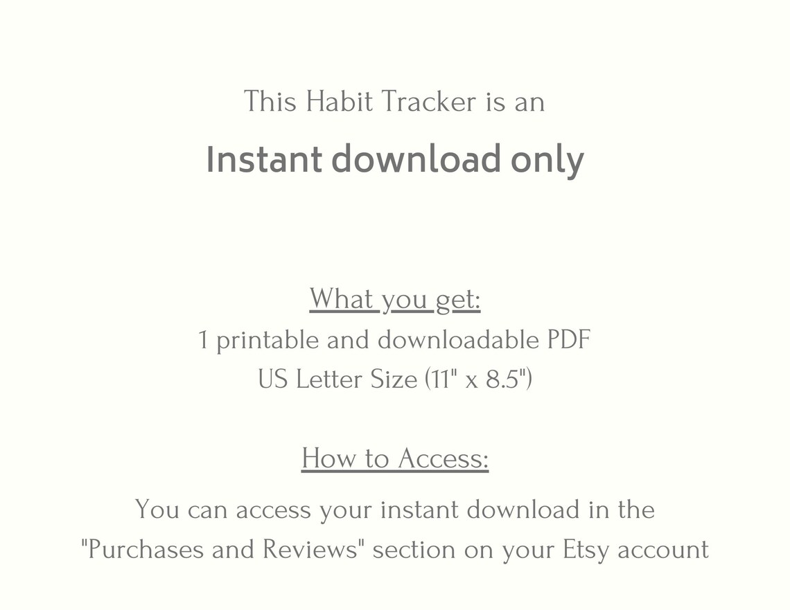Monthly Habit Tracker, PDF, Monthly Tracker, Downloadable, Templates ...