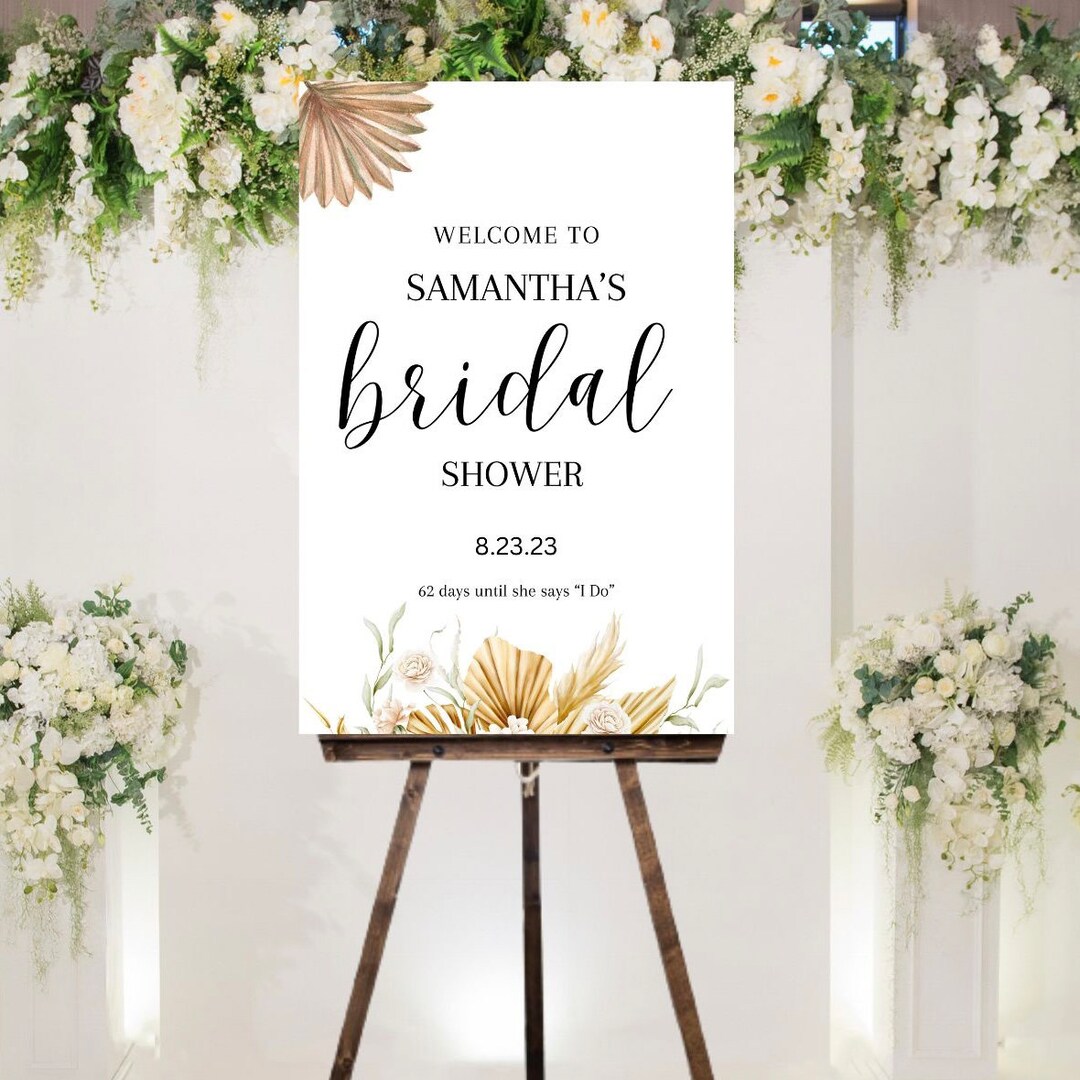 Printable Bridal Shower Sign, Welcome Sign Template, Floral Bridal Sign ...