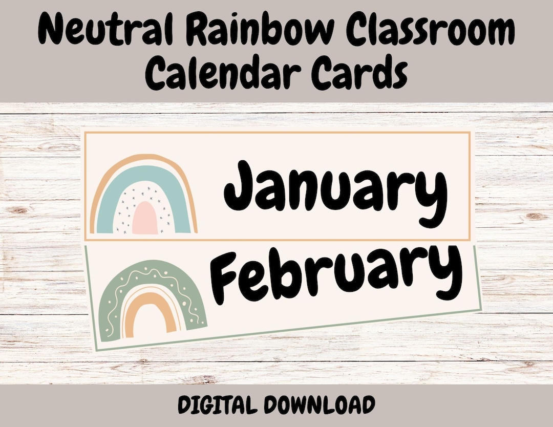 Classroom Calendar | Boho Rainbow Classroom Decor | Neutral Classroom ...