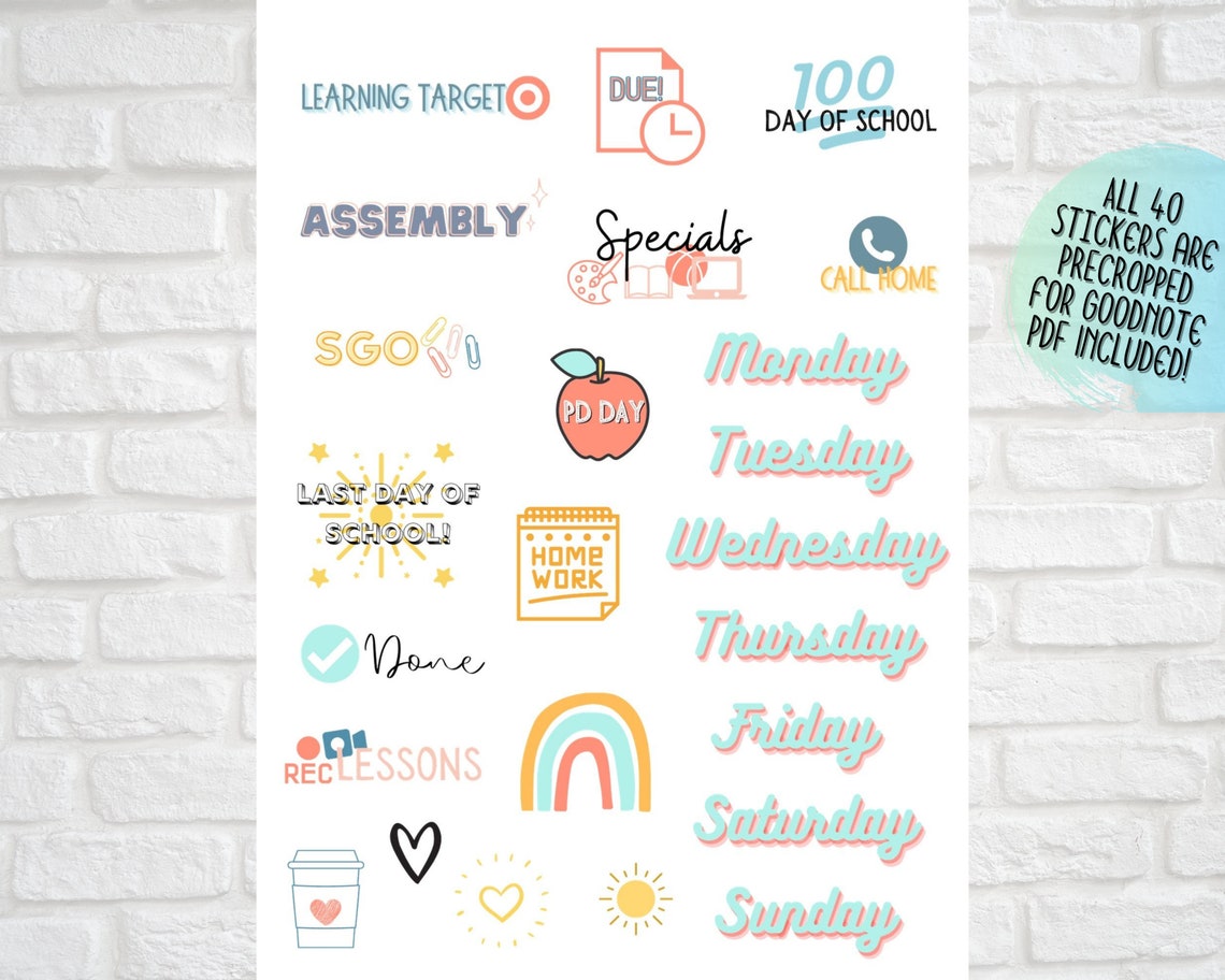Boho Virtual Teacher Digital Planner Sticker Pack, Remote Learning ...