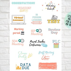 Boho Virtual Teacher Digital Planner Sticker Pack, Remote Learning ...