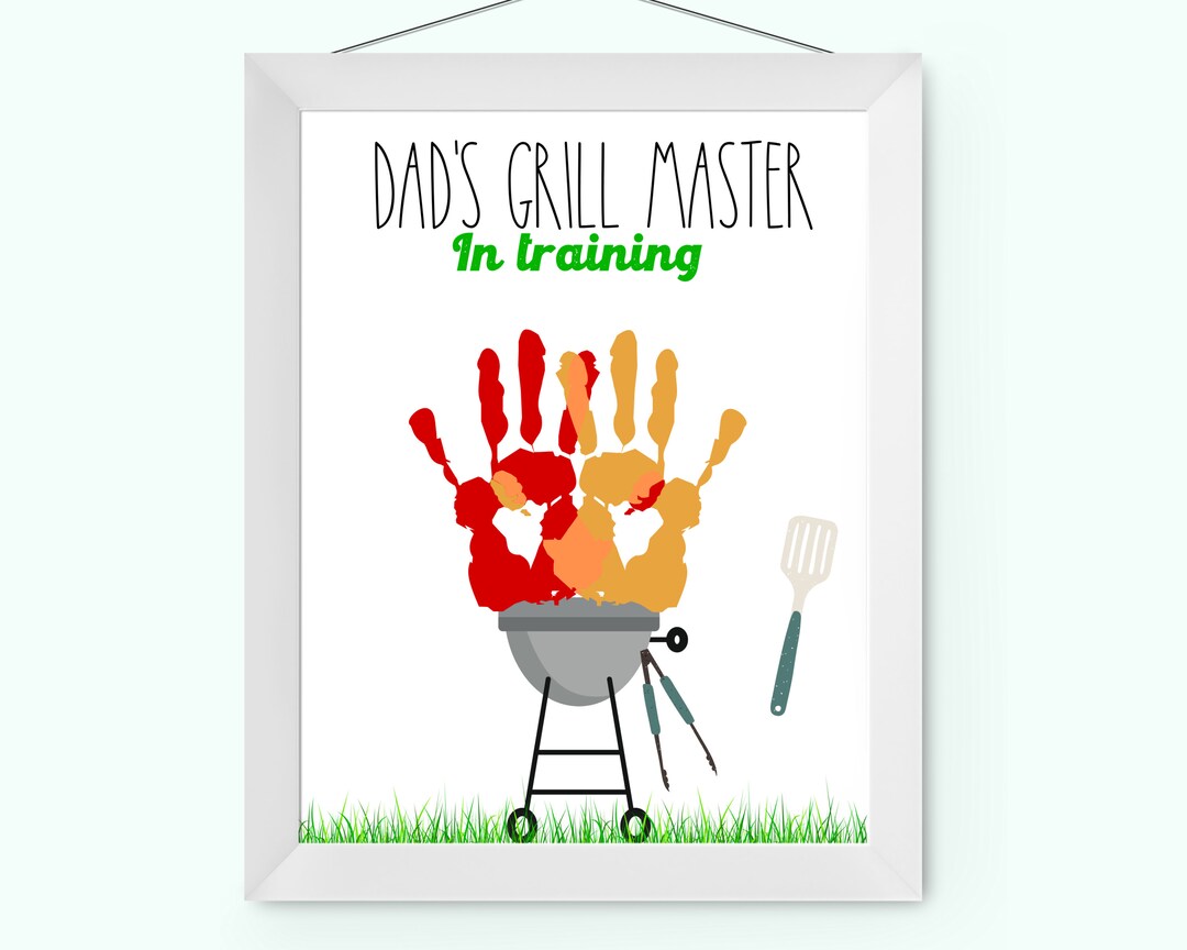 Fathers Day Handprint Art, Grilling Father's Day Handprint Craft, Happy ...