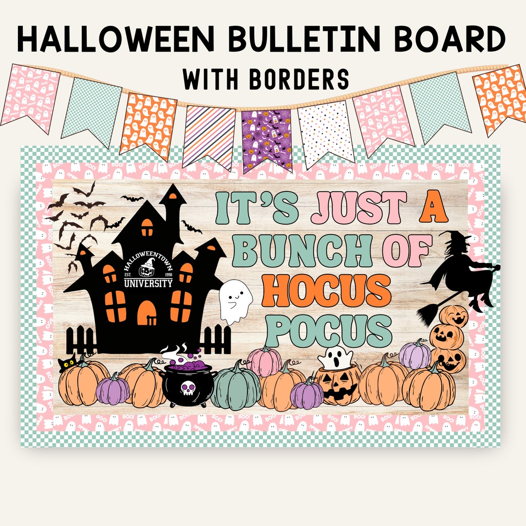 Groovy Ghost Halloween Retro Bulletin Board Kit, Fall Hallway Decor ...