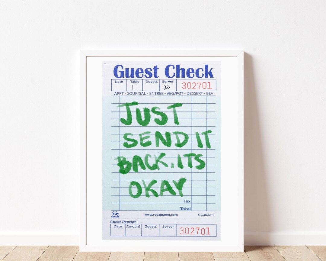 Guest Check Poster, Guest Check Print, Guest Check Print Download, Send ...