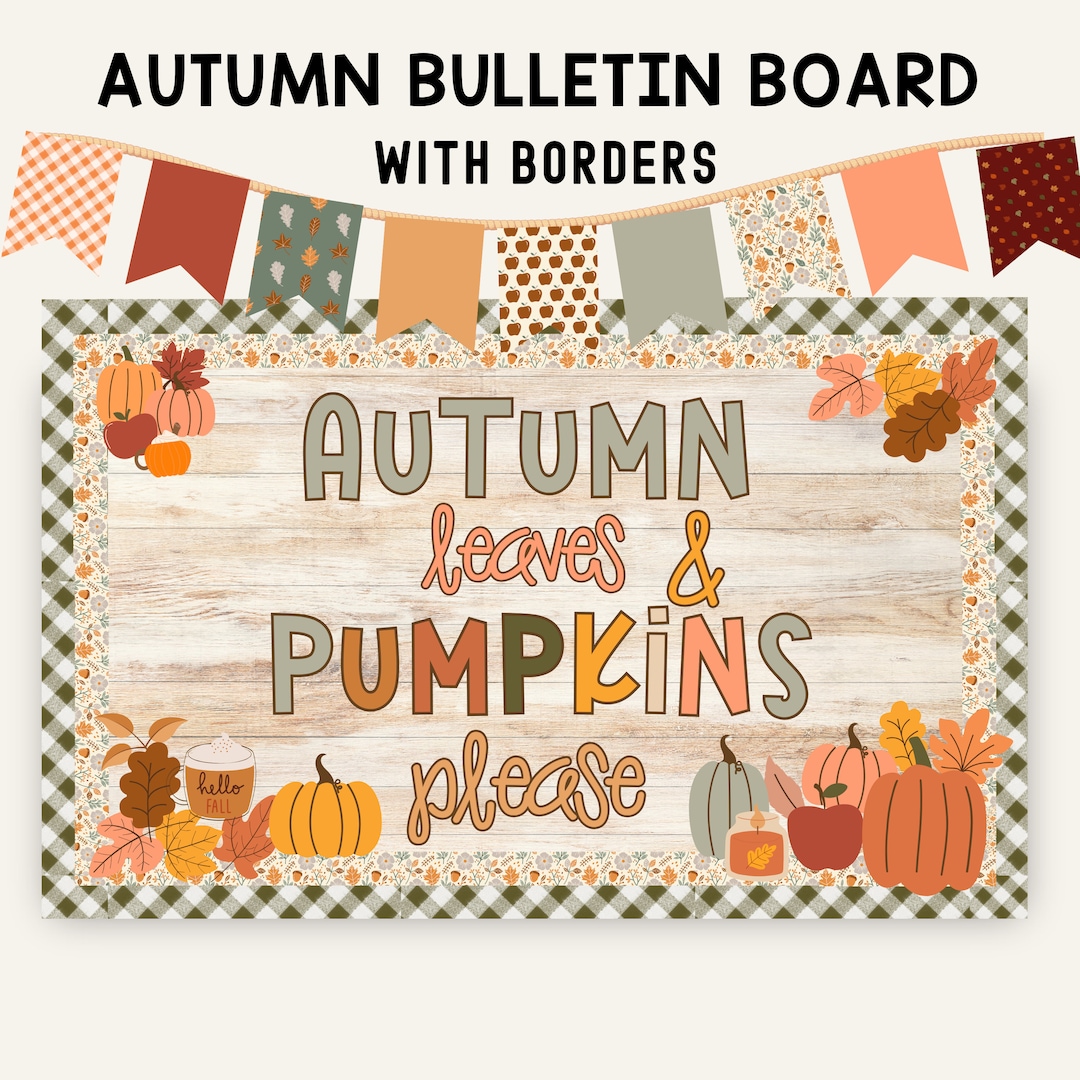 Retro Fall Bulletin Board Kit, Autumn Leaves Hallway Decor, Boho Retro ...