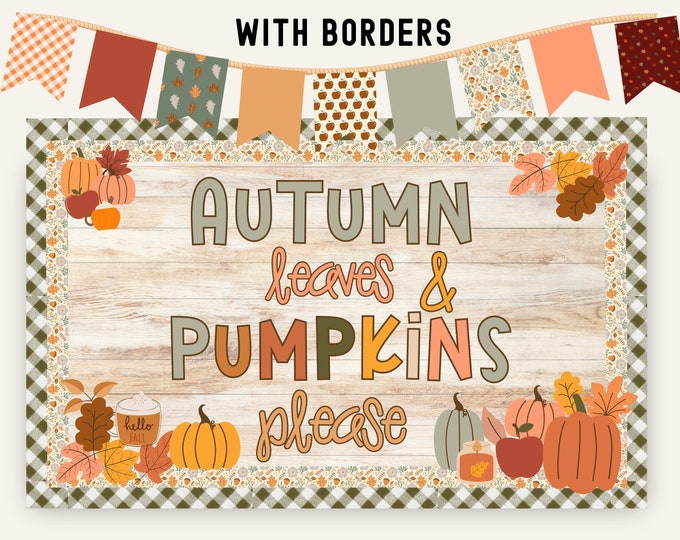 Retro Fall Bulletin Board Kit, Autumn Leaves Hallway Decor, Boho Retro ...