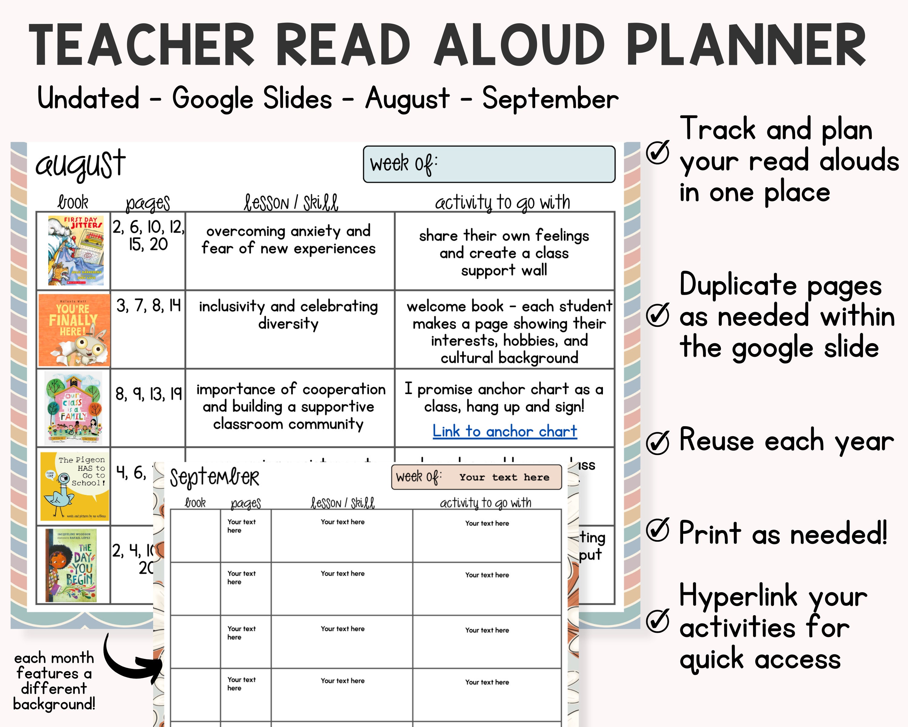 Teacher Read Aloud Digital Planner, Teacher Reading Journal, Digital ...