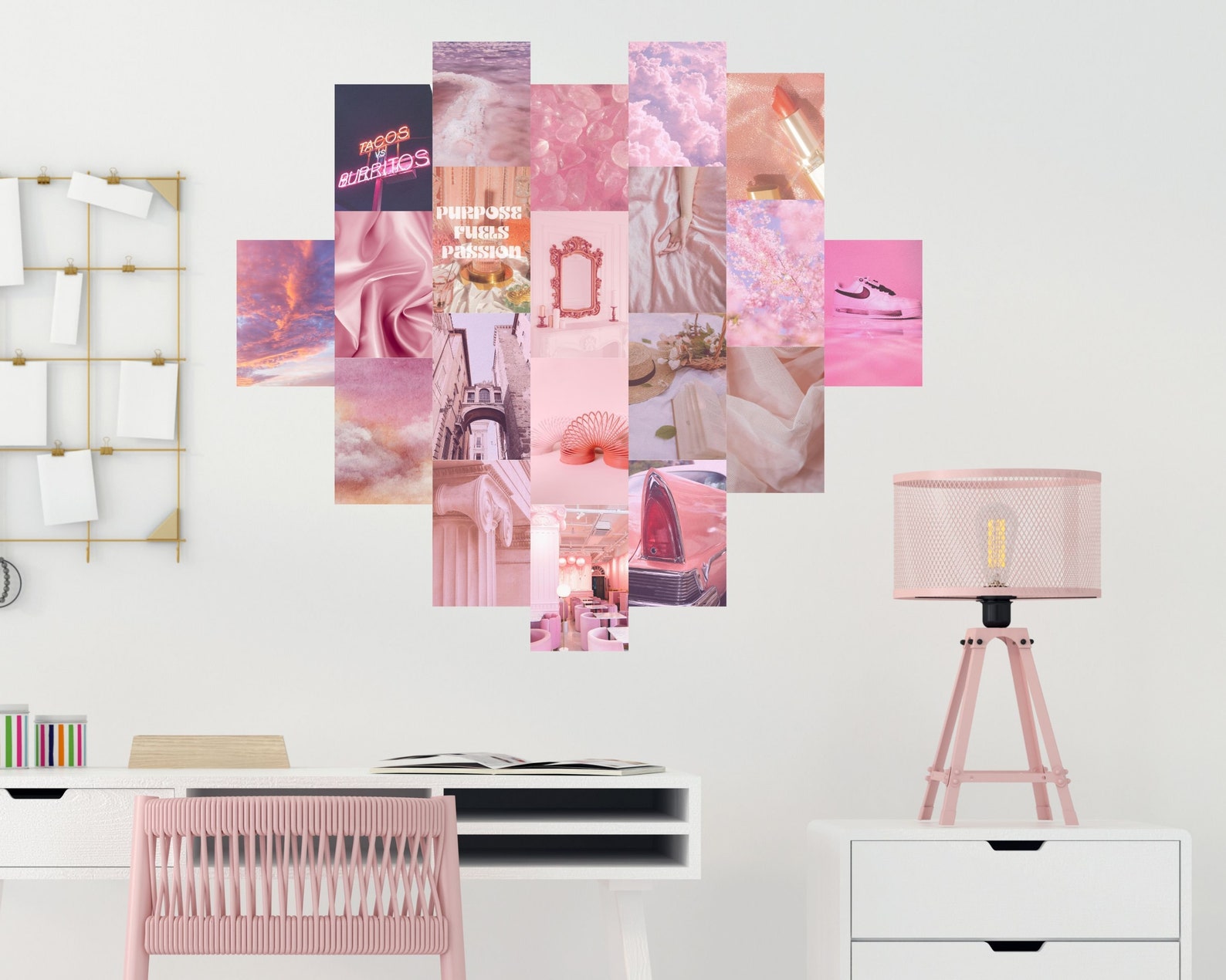 90 PINK Aesthetic Collage Kit Ready to Print, Pink Cottage Core ...