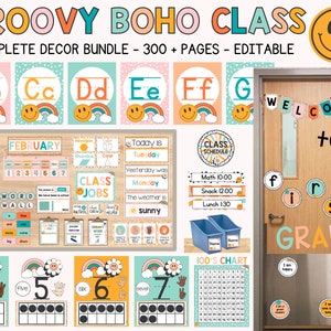 Groovy Smiley Classroom Theme Bundle, Complete Boho Classroom Decor ...