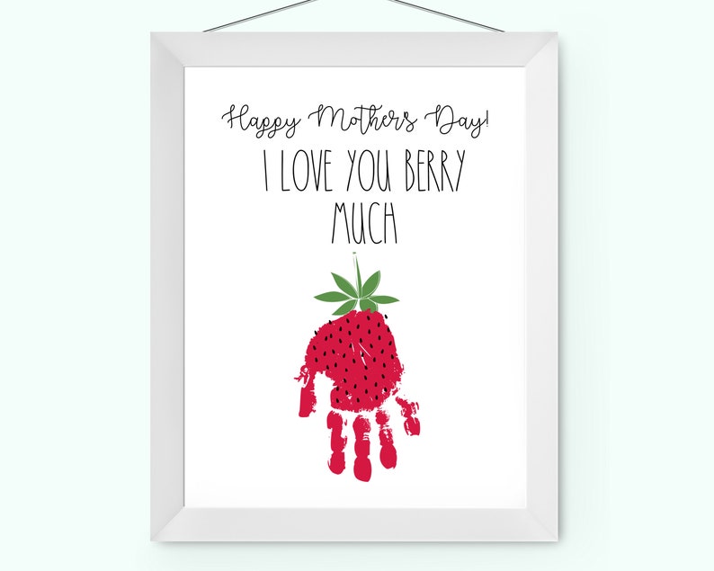 Mothers Day Handprint Craft I Love You Berry Much - Etsy