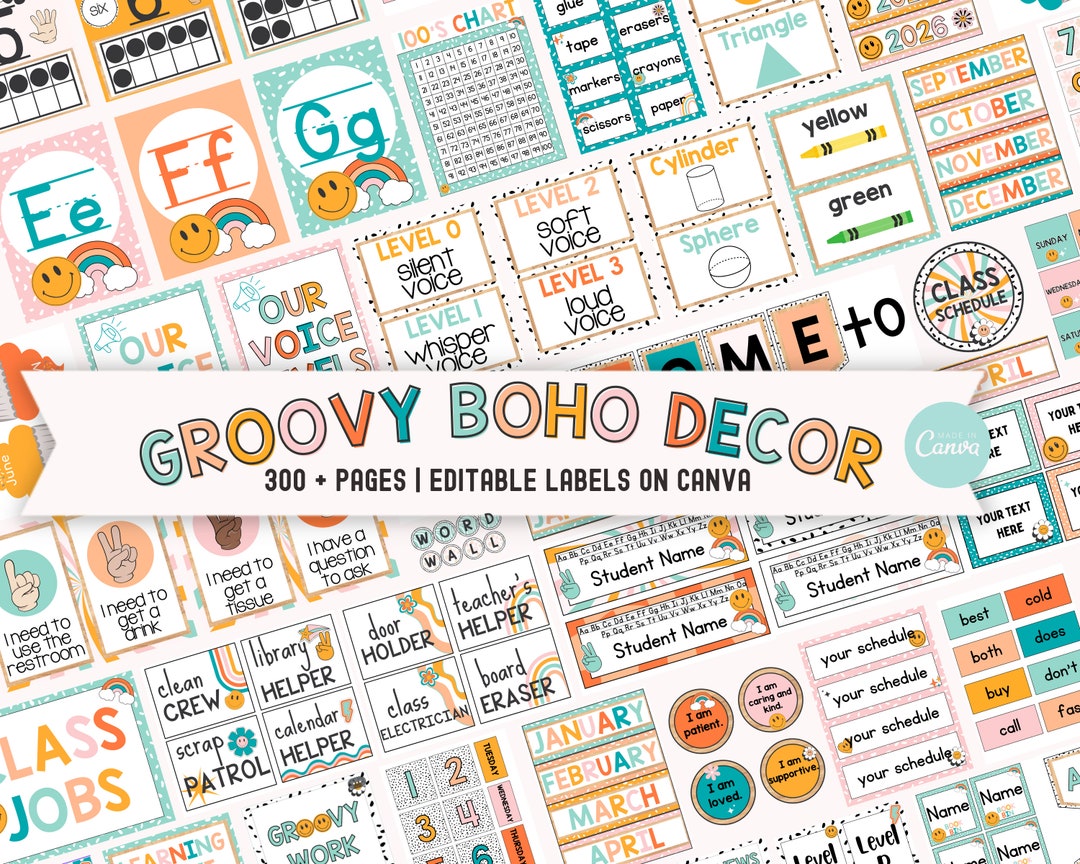 Boho Groovy Classroom Decor Bundle, Complete Boho Classroom Collection ...