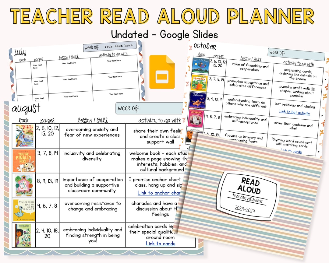Retro Teacher Read Aloud Digital Planner, Teacher Reading Journal ...