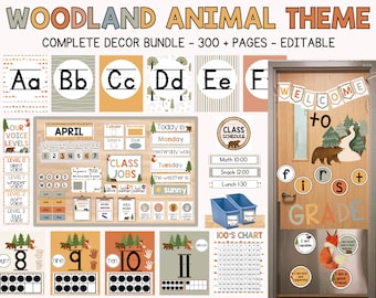 Woodland Animal Classroom Decor Bundle, Adventure Classroom Collection ...