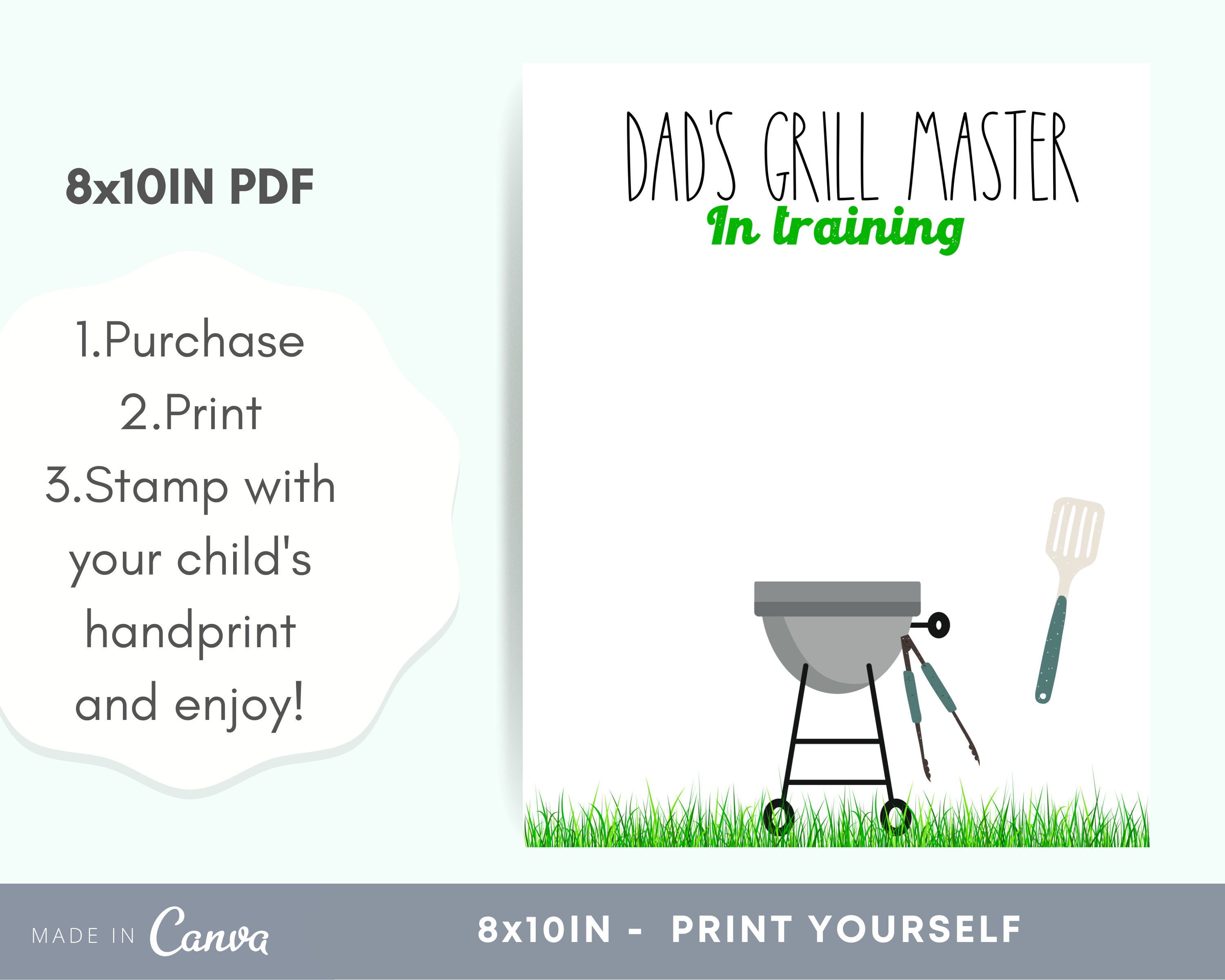 Fathers Day Handprint Art Grilling Father's Day Handprint - Etsy