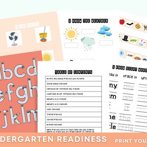 Kindergarten Readiness Binder Printable Pages, Homeschool Learning ...