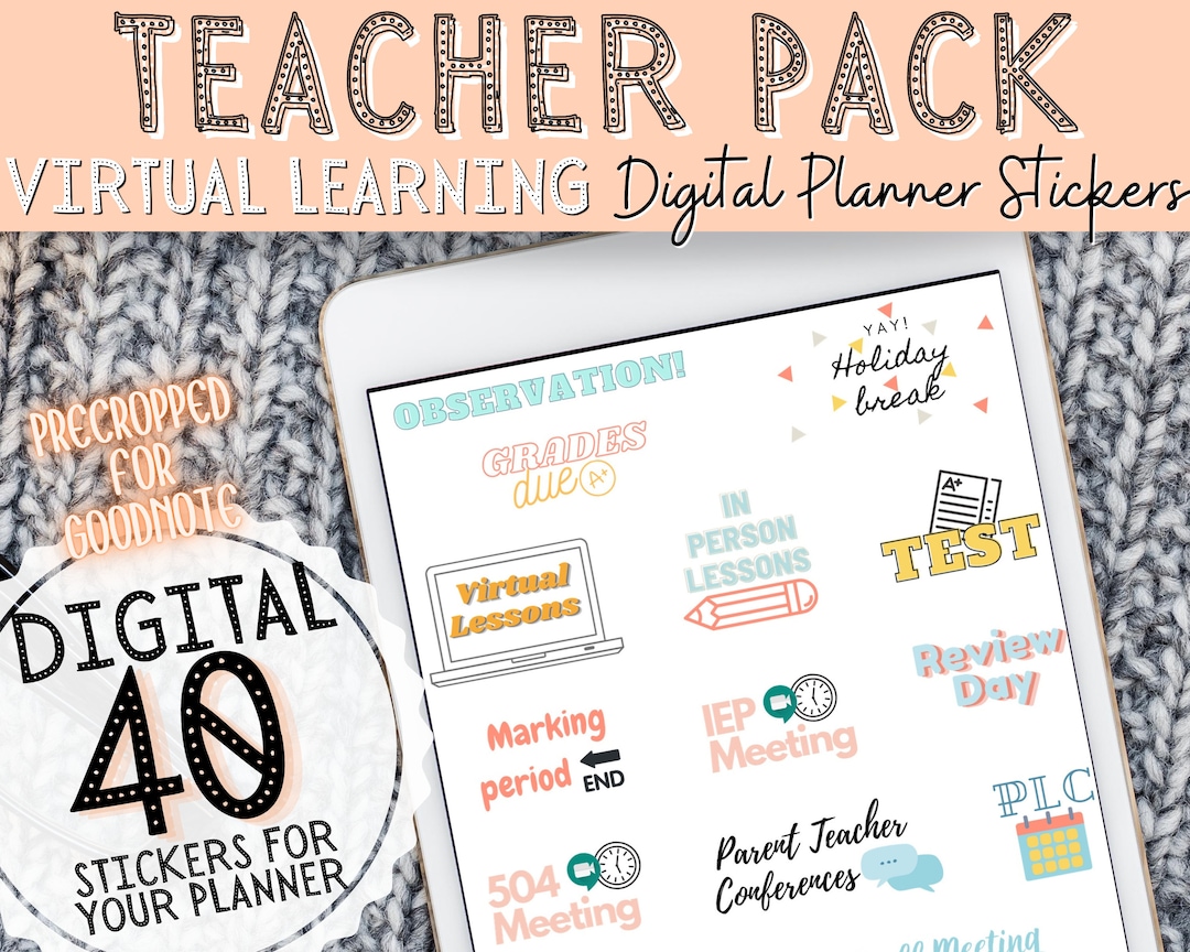 Boho Virtual Teacher Digital Planner Sticker Pack, Remote Learning ...
