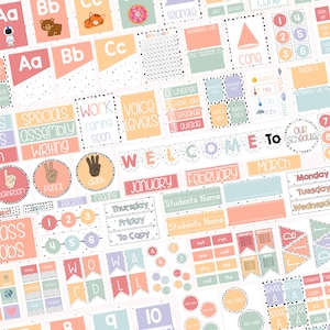 Spotty Boho Classroom Decor Bundle, Rainbow Calm Colors Classroom Theme ...