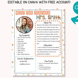 Boho Retro Meet the Teacher Editable Printable, Star Boho Meet the ...