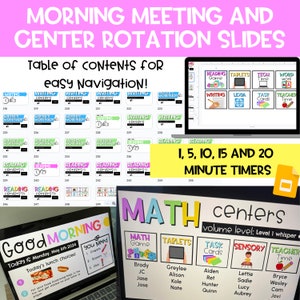 Daily Classroom Slides With Timers for Kindergarten, Center Rotations ...