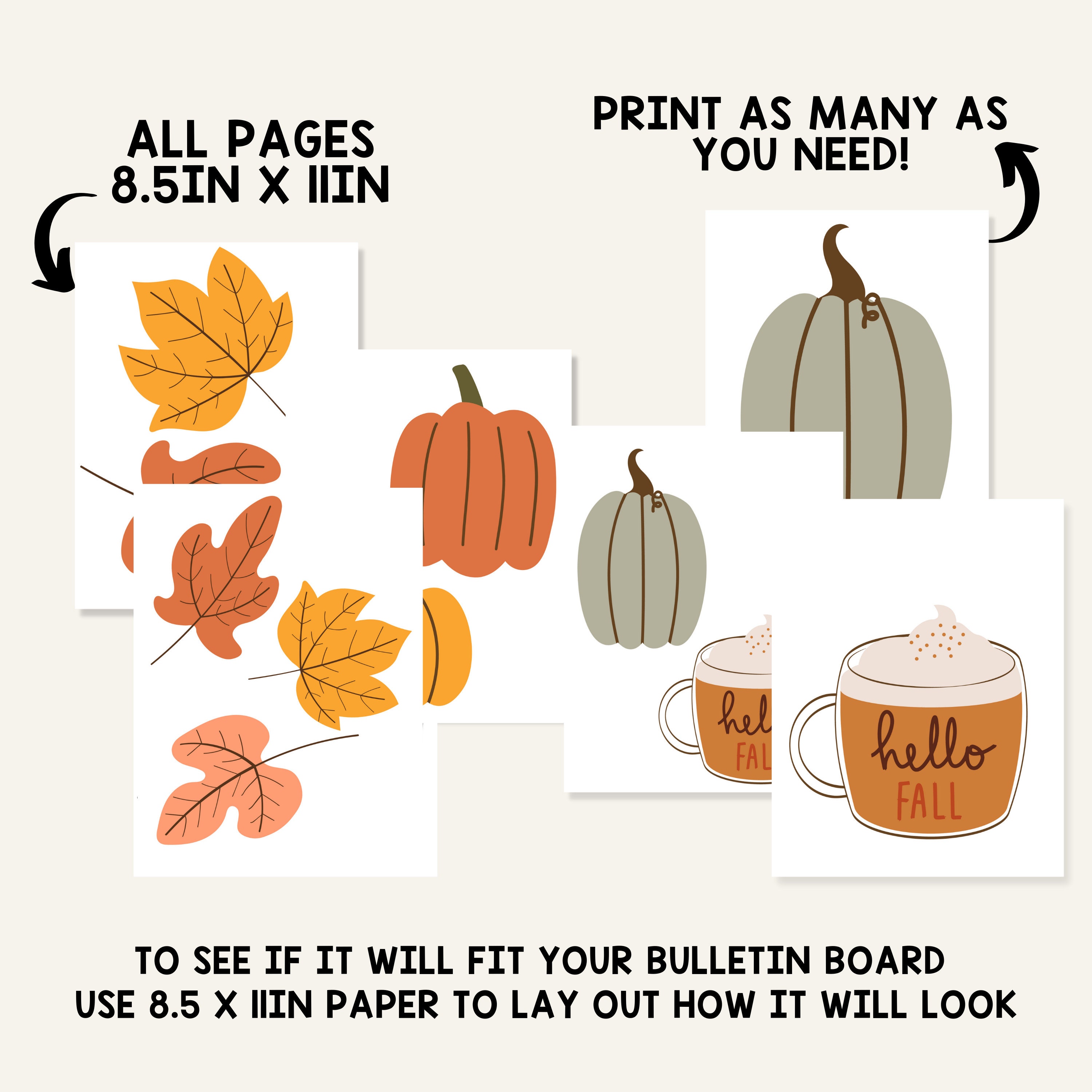 Boho Classroom Decor Fall Bulletin Board | Printable Pumpkin Themed ...