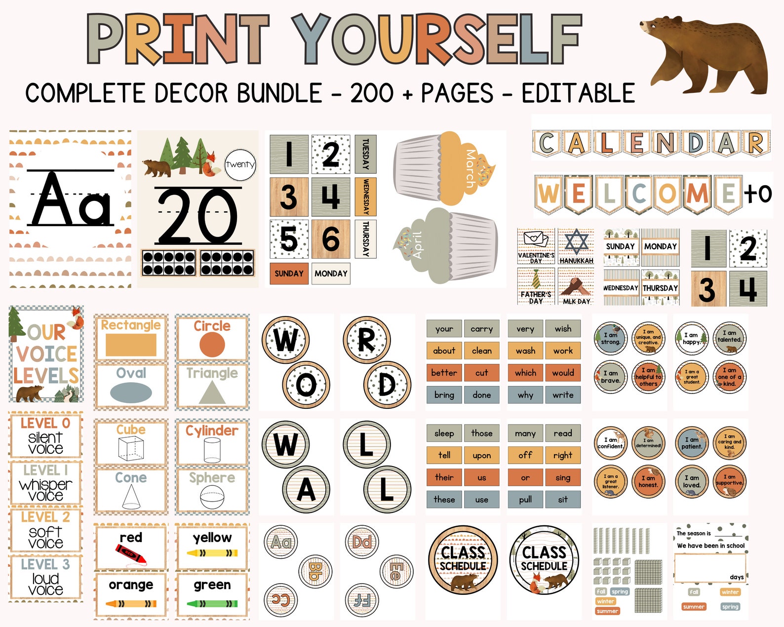 Woodland Animal Classroom Decor Bundle, Adventure Classroom Collection ...