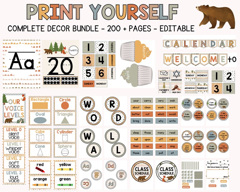 Woodland Animal Classroom Decor Bundle, Adventure Classroom Collection ...