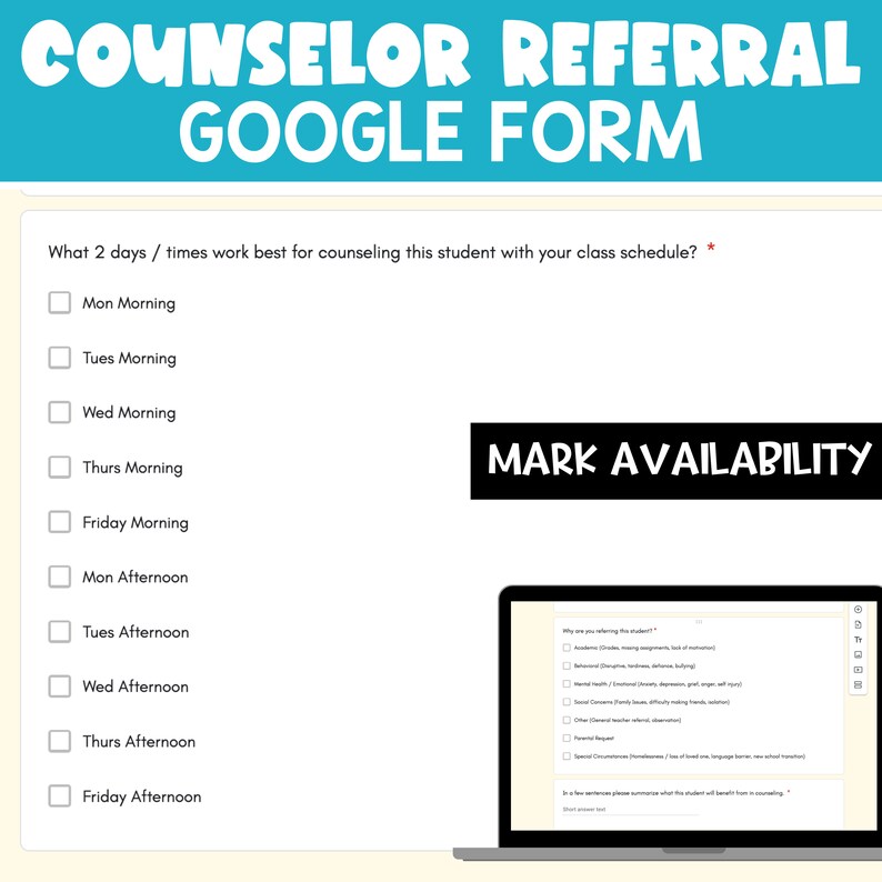 School Counselor Referral Google Form, Student Referral Log for ...