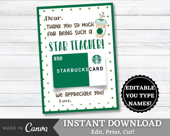 Teacher Appreciation Printables Starbucks