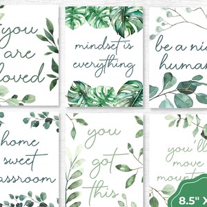 Classroom Posters Elementary, Classroom Decor, Watercolor Greenery ...