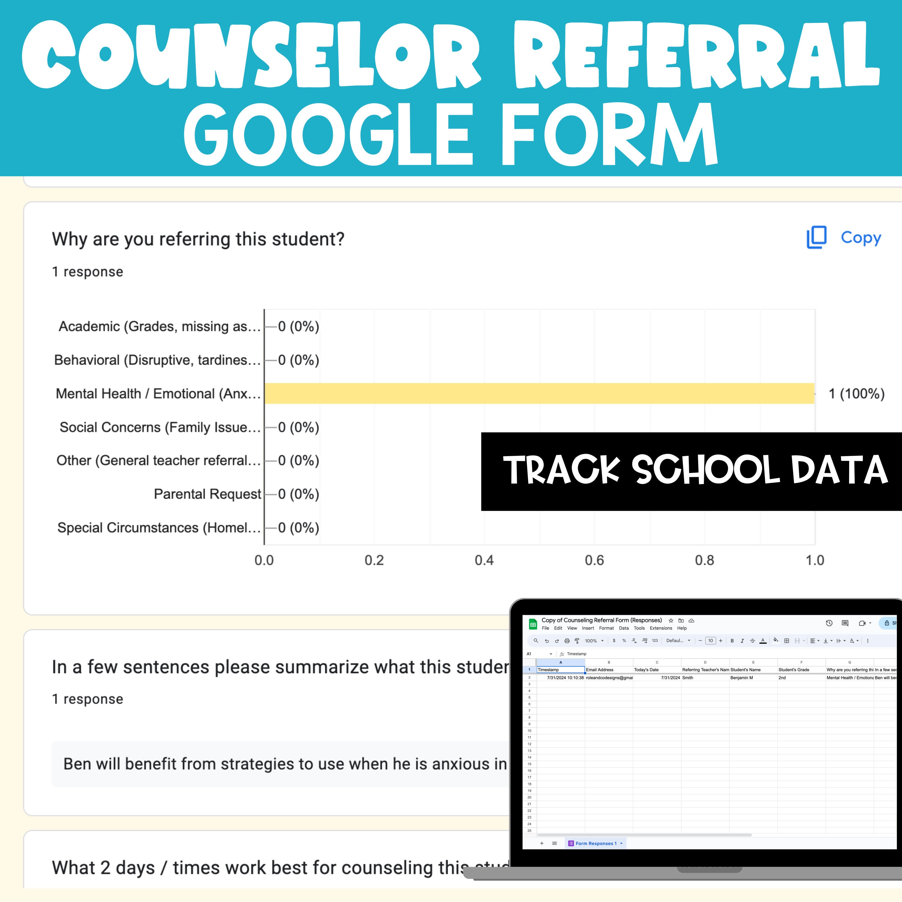 School Counselor Referral Google Form, Student Referral Log for ...
