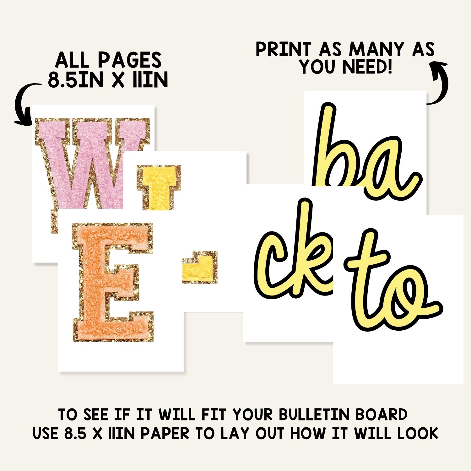 Back to School Groovy Bulletin Board Kit, Varsity Letters Hallway Decor ...