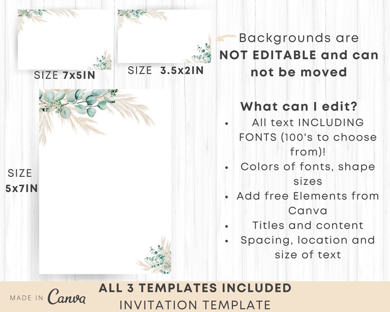 Neutral Modern Boho Pampas Grass Baby Shower Invitation | Etsy