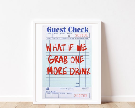 Guest Check Poster Guest Check Print Guest Check Print - Etsy